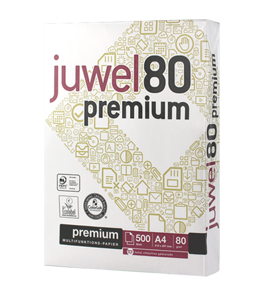 Juwel 80 PREMIUM Kopierpapier UNGERIEST, 80 g/m², DIN A4 - Maxibox mit ...