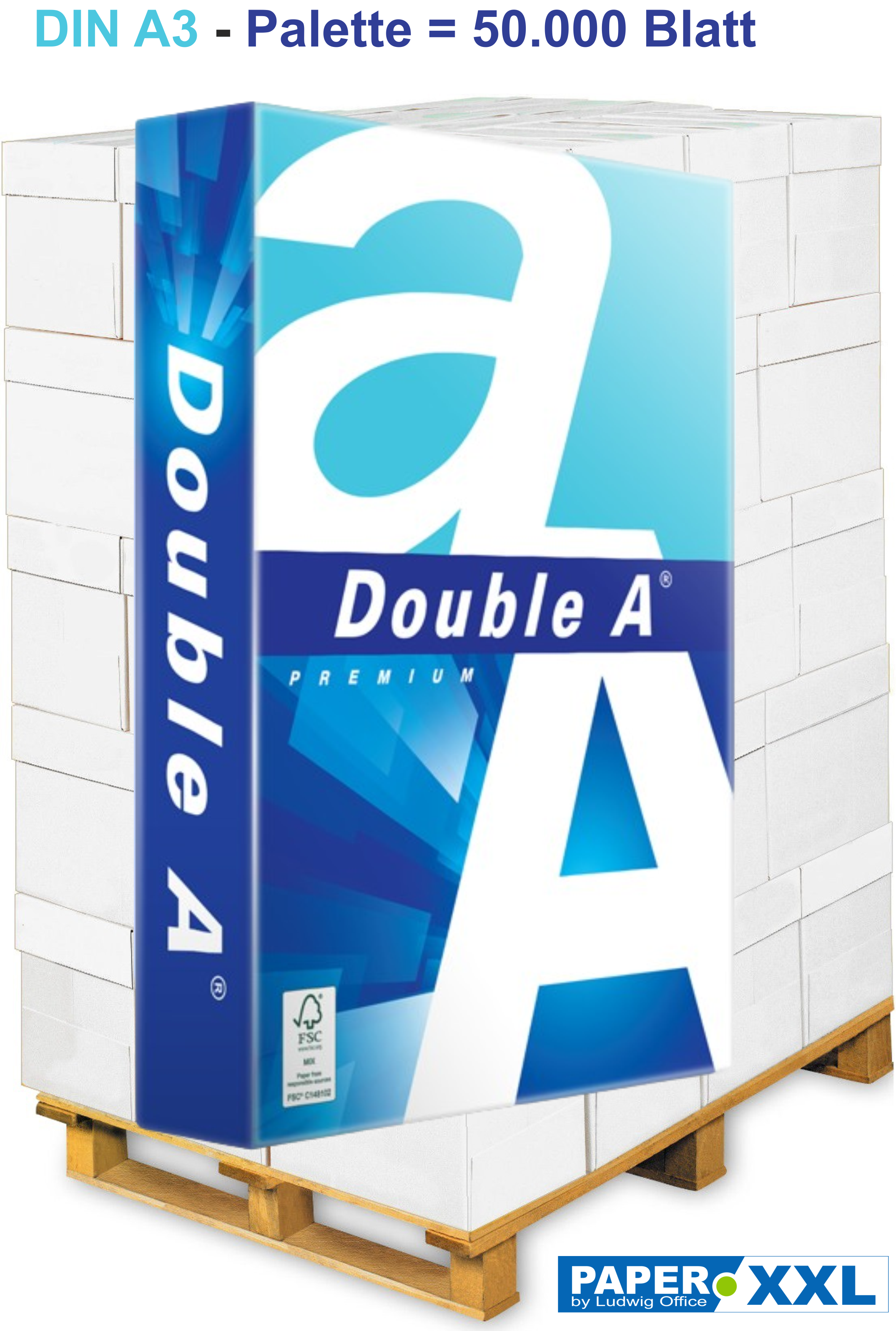 Double A Premium, 80 g/m², DIN A3 (297 x 420 mm) - Palette = 50.000 ...