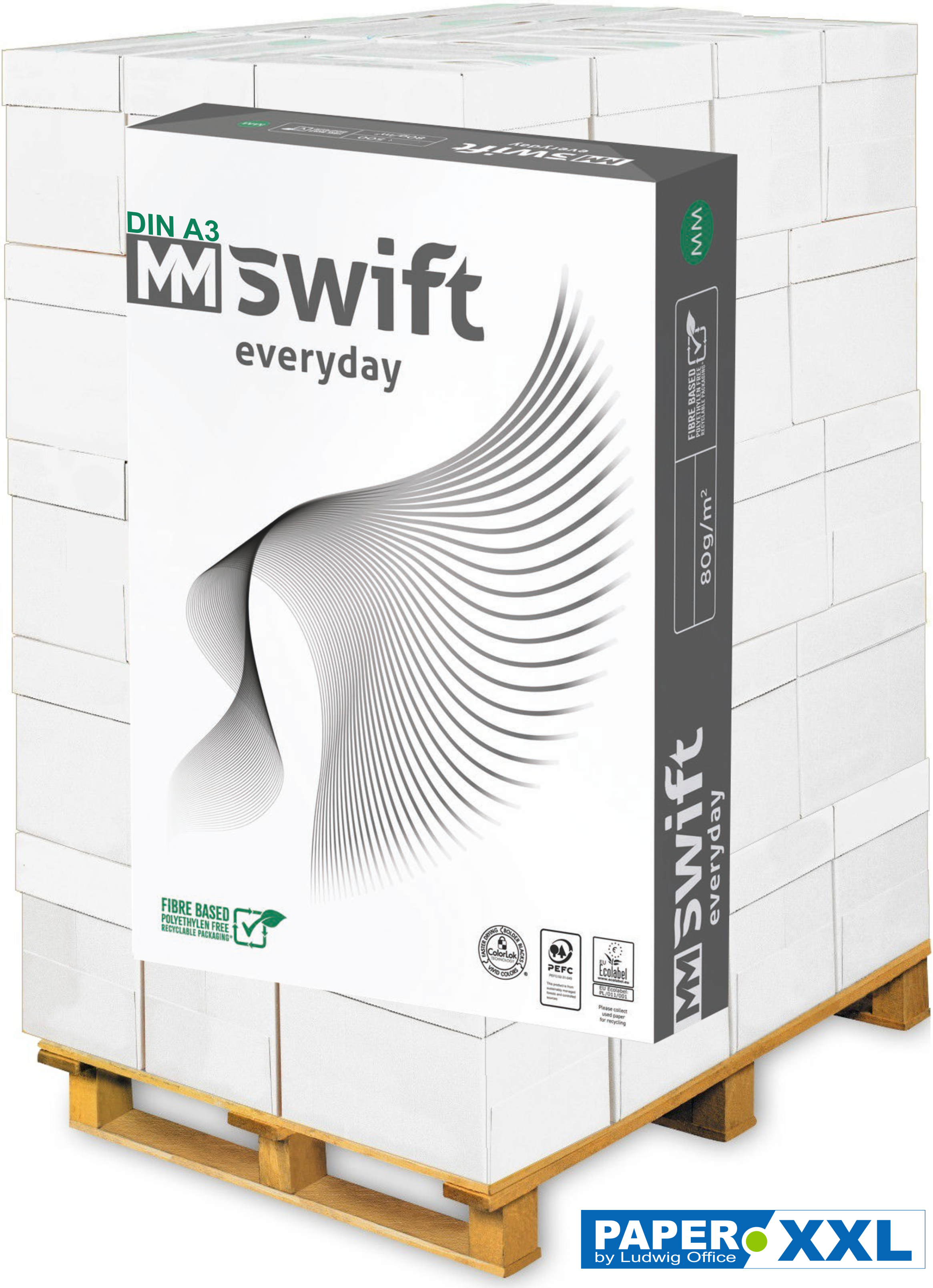 MM Swift EVERYDAY Kopierpapier PEFC, 80 g/m², DIN A3 - Palette = 50.000 ...